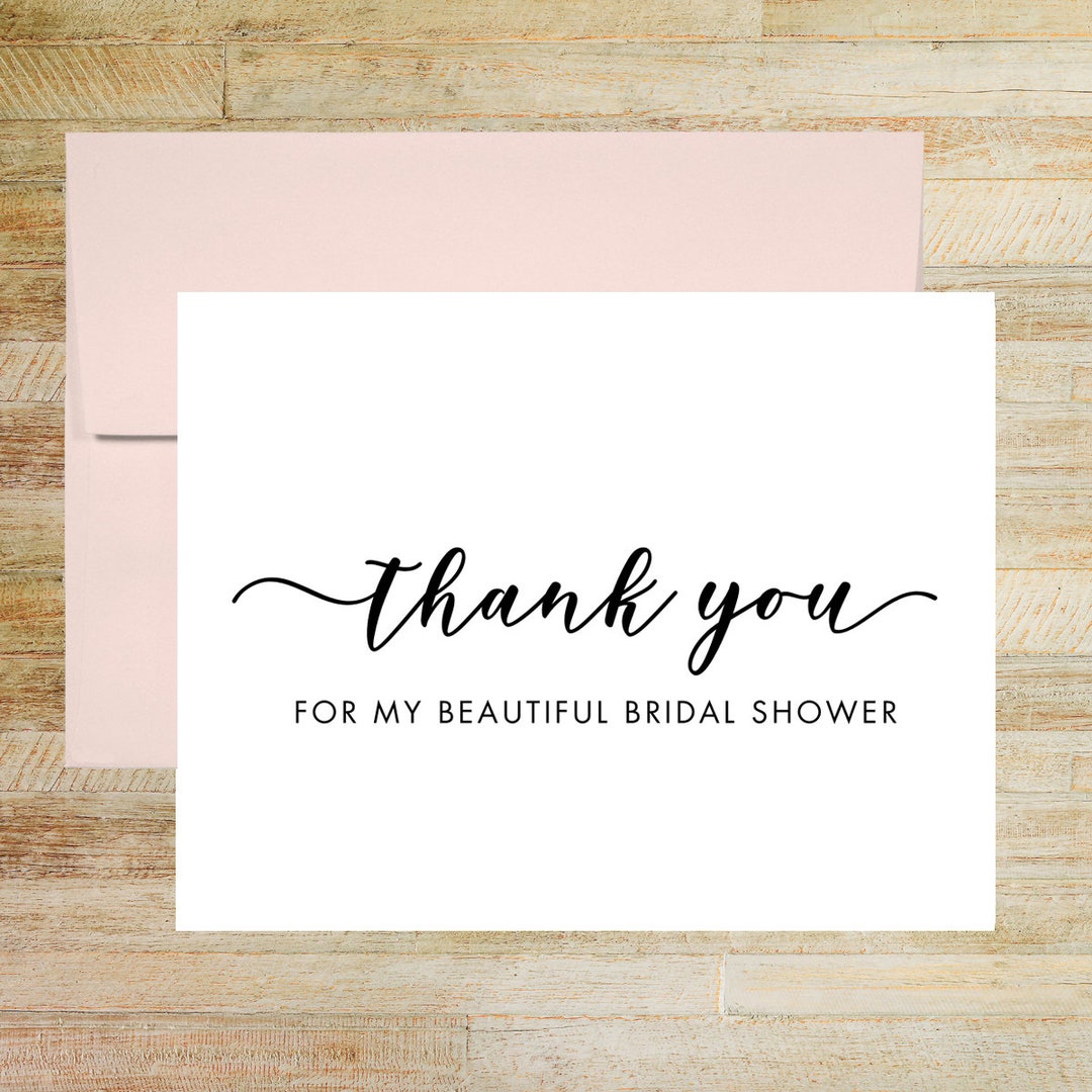 Thank You for My Beautiful Bridal Shower Card Elegant Wedding - Etsy