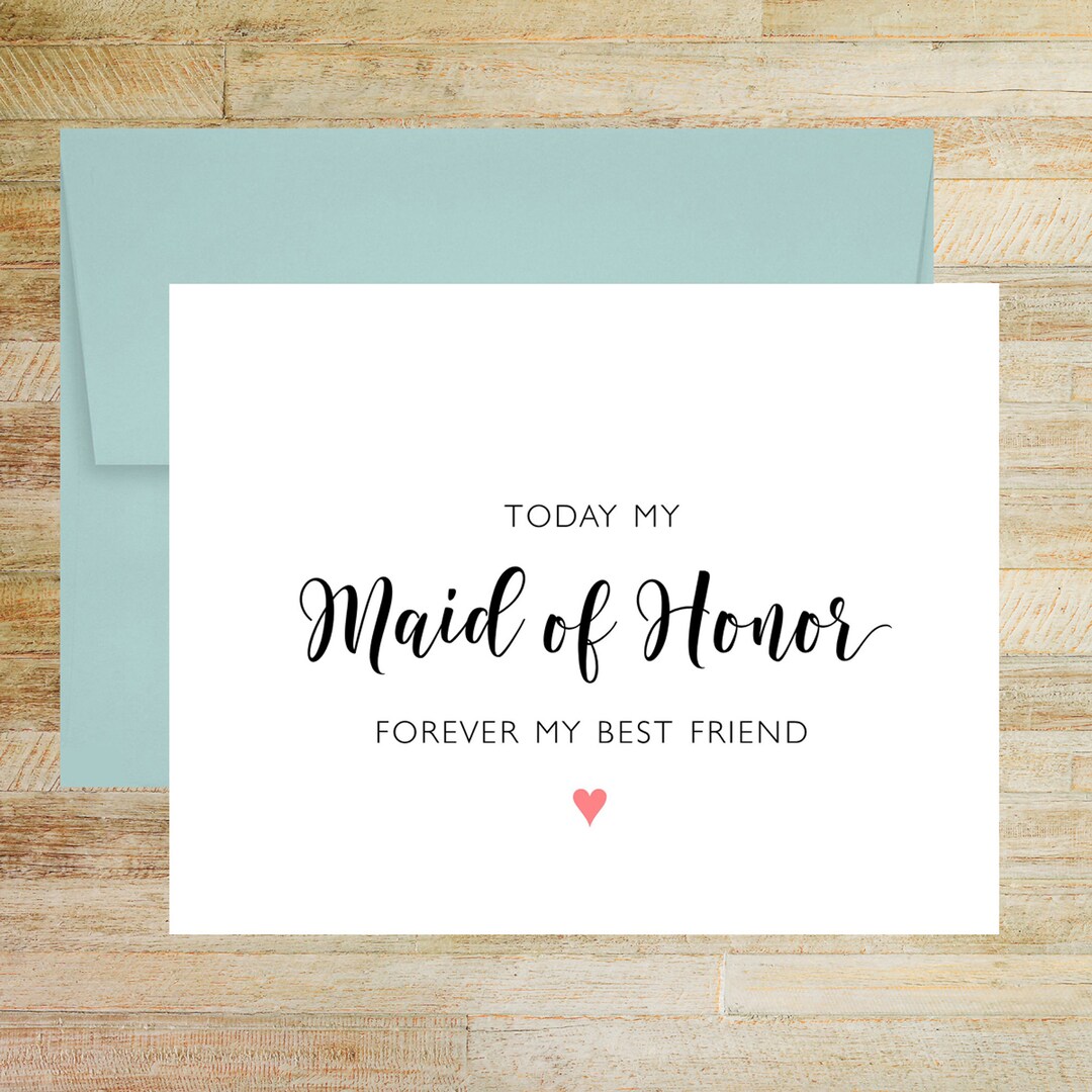 Today My Maid of Honor Forever My Best Friend Card, Elegant Wedding Day ...