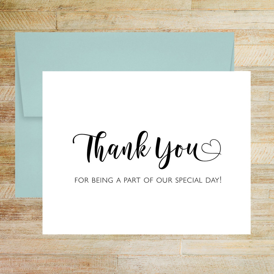 Thank You for Being a Part of Our Special Day Post Wedding Stationery ...