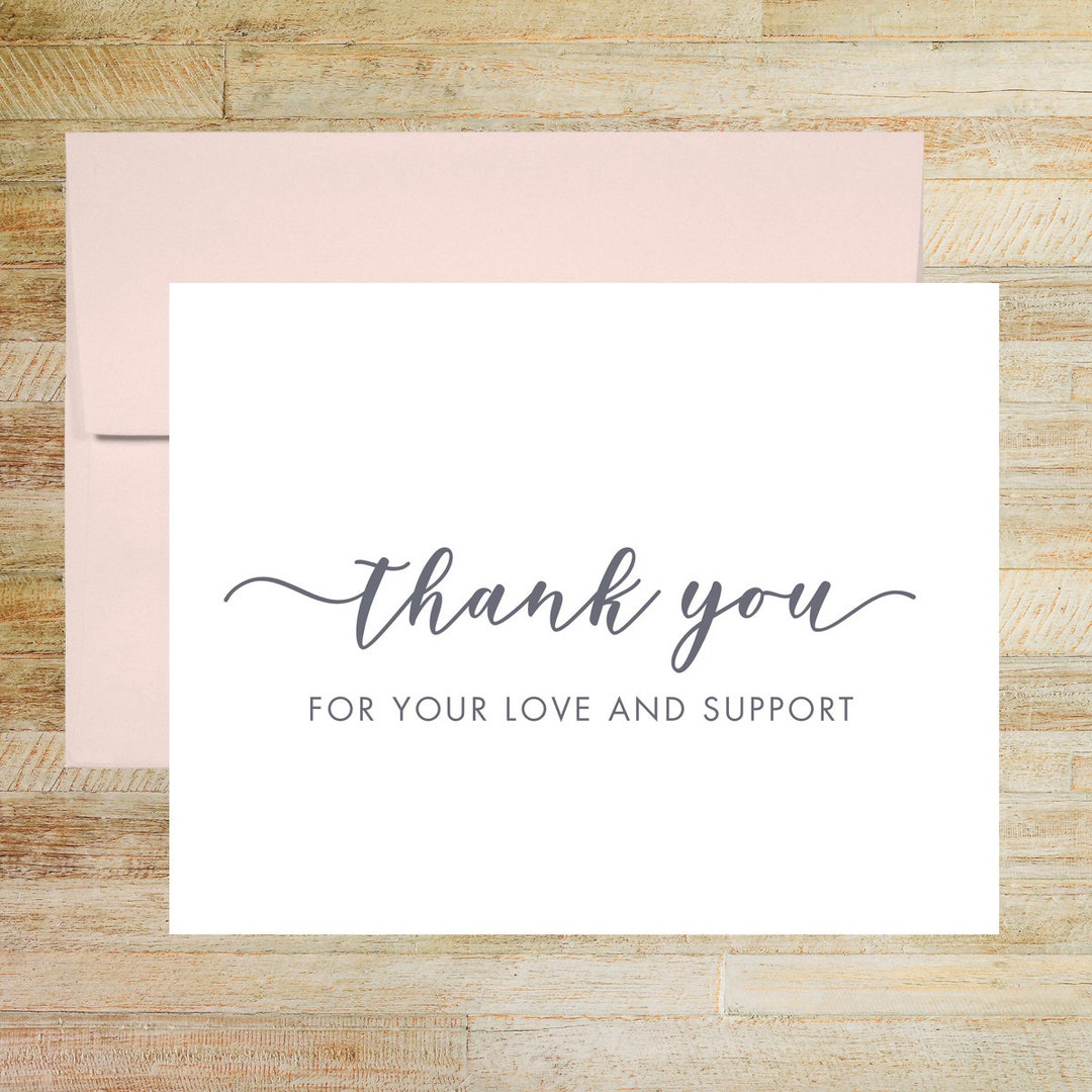 Thank You for Your Love and Support Wedding Card, Elegant Wedding Thank ...
