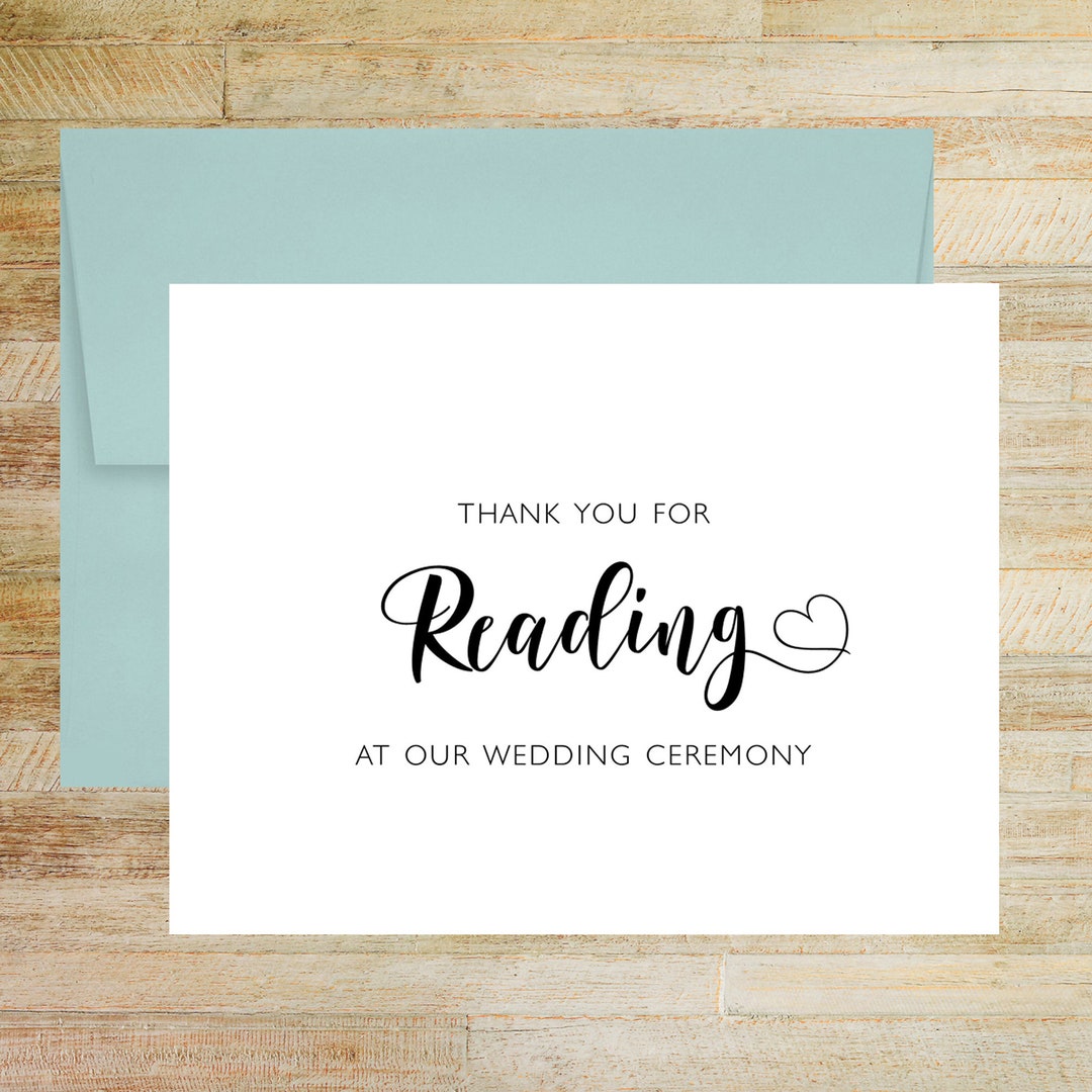 Wedding Reader Thank You Card, Elegant Post Wedding Day Stationery ...