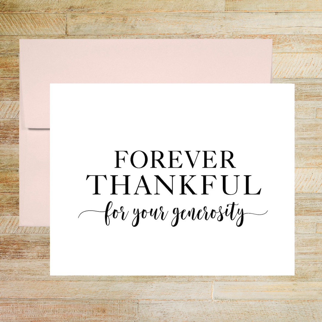 Forever Thankful for Your Generosity Note Cards, Set of 10, Elegant ...