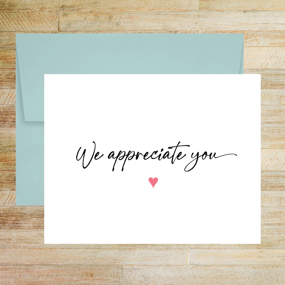 We Appreciate You Thank You Note, Post Wedding Stationery, All Occasion ...