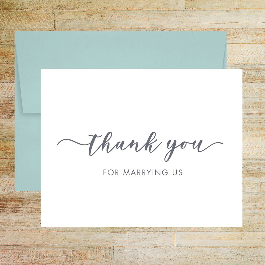 Wedding Officiant Thank You Card, Thank You for Marrying Us, Elegant ...