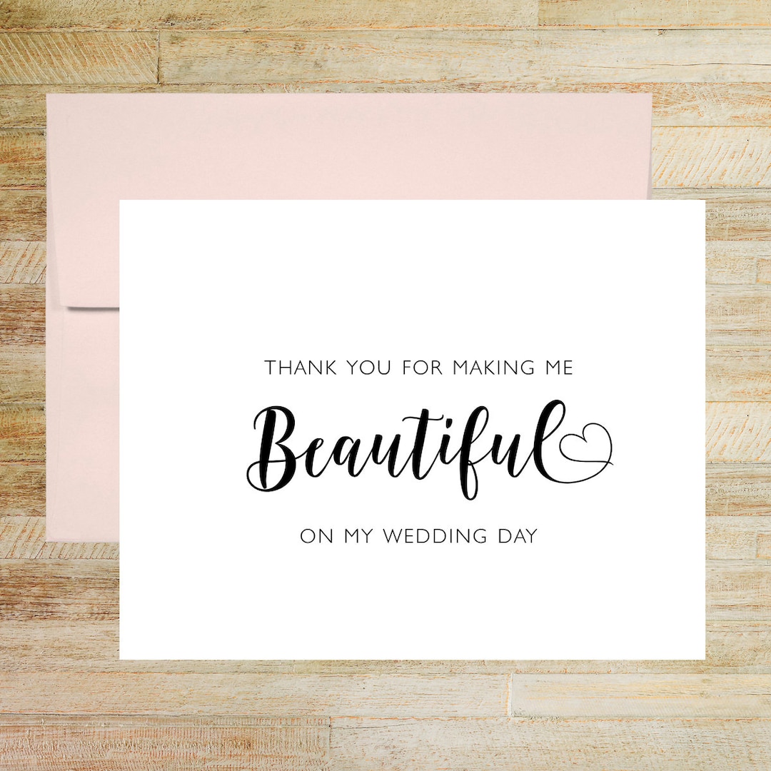 Thank You for Making Me Beautiful on My Wedding Day Card, Hair Stylist ...