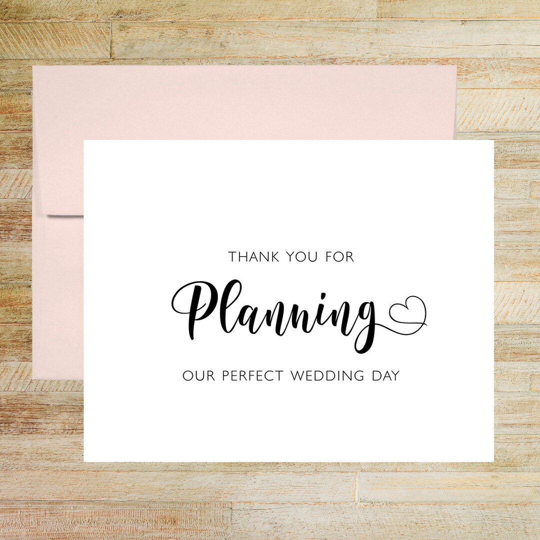 Thank You for Planning Our Perfect Wedding Day Vendor Tip Card, PRINTED ...