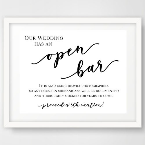 Open Bar Sign Wedding Open Bar Sign Printable Wedding Bar | Etsy