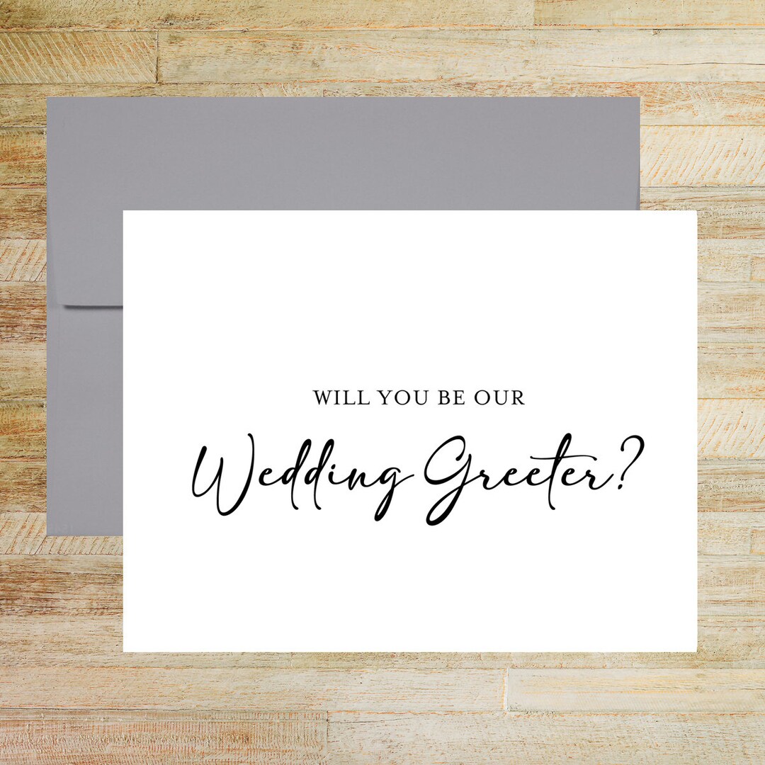 Will You Be Our Wedding Greeter Card, Elegant Greeter Proposal Card ...