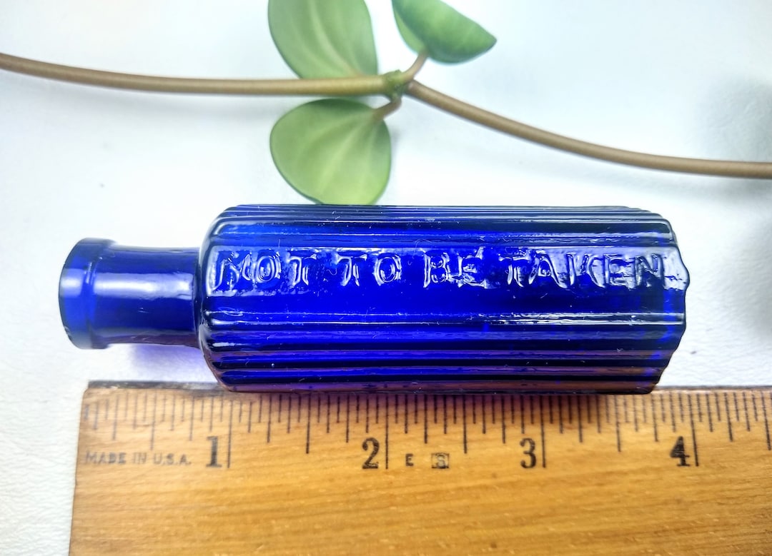 1 Oz Antique Poison Bottle, 3 1/2 Hexagonal Cobalt Blue POISON Bottle ...