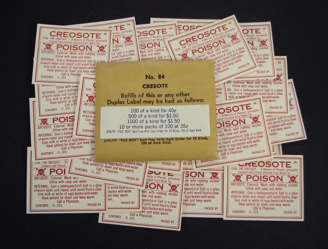 Envelope With 24 Old CREOSOTE POISON Bottle Labels Obsolete - Etsy
