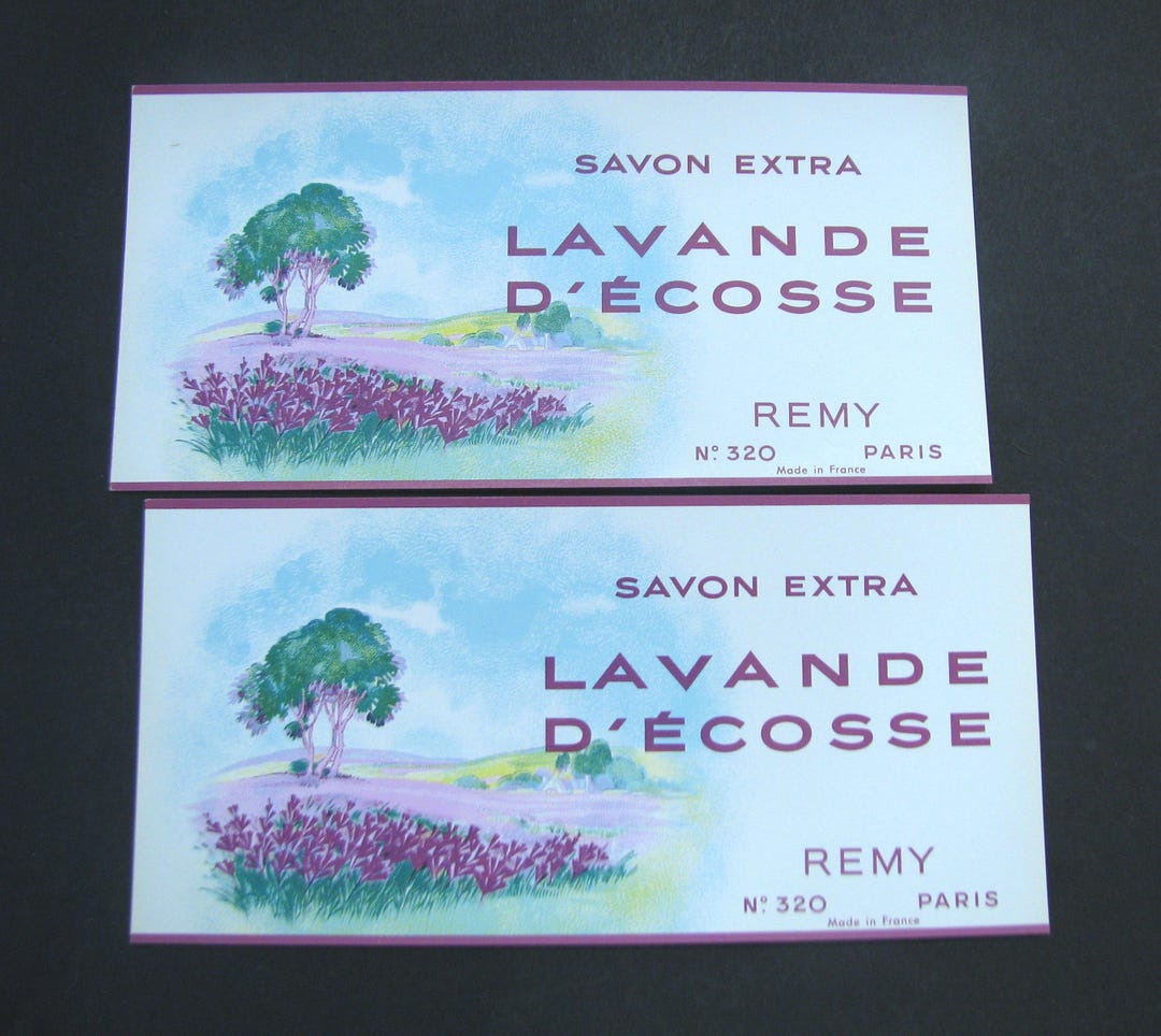 2 Old Antique FRENCH Beauty Soap Labels, LAVANDE E'ECOSSE, Remy Paris ...