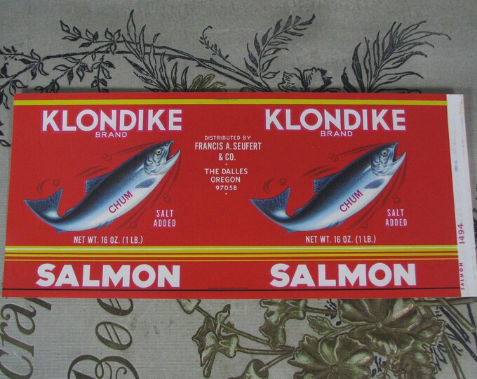 Vintage THE DALLES OREGON Salmon Can Label, Francis Seufert Can Label ...