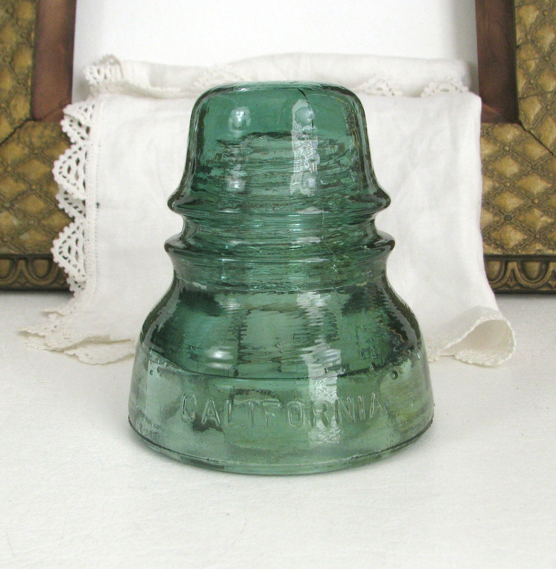 Old SAGE GREEN Glass CALIFORNIA Insulator, Cd 152 Insulator, Telephone ...