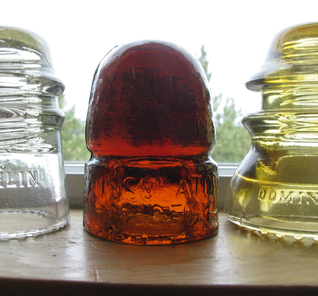 Private Issue RED Orange AMBERINA Glass Insulator, CANADA Canadian ...