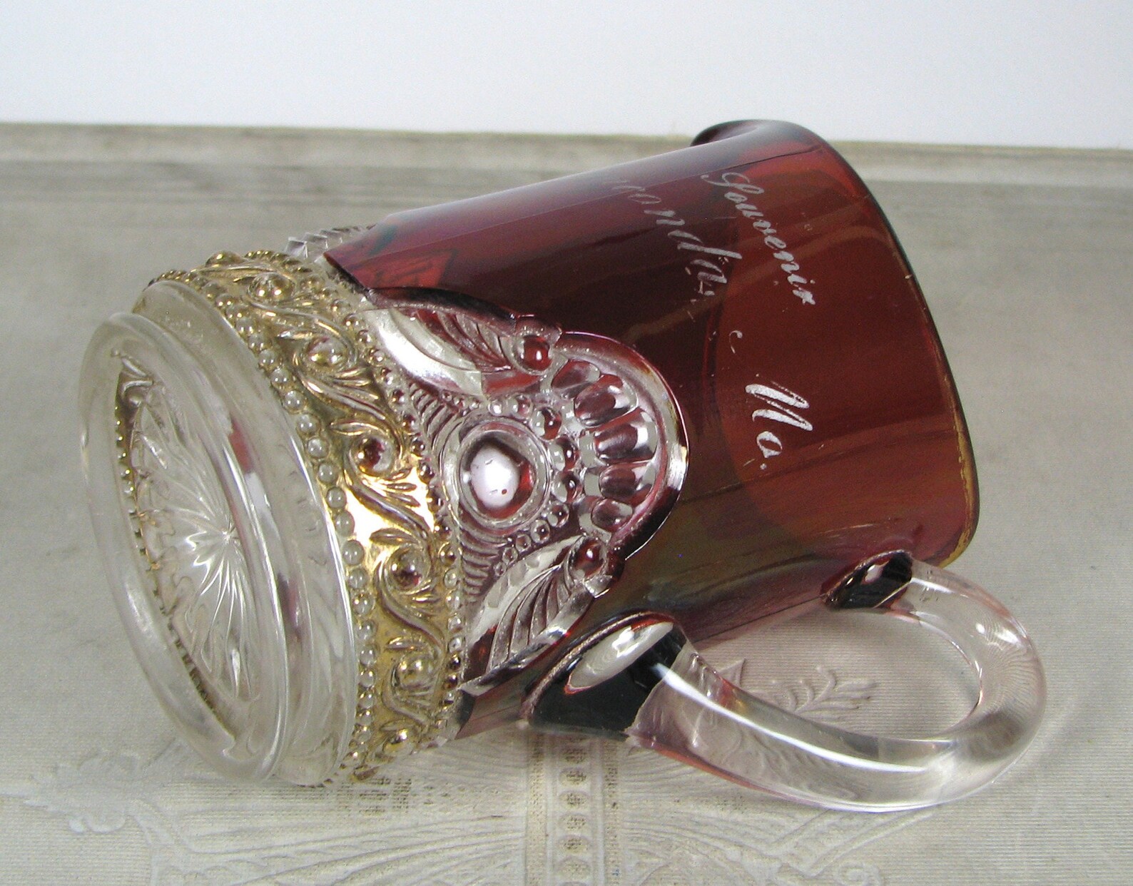 WYACONDA MO Antique Souvenir Pitcher Ruby Flashed Glass - Etsy