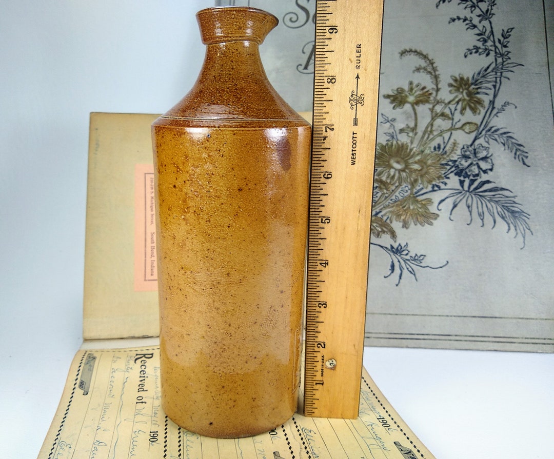 LARGE Antique Stoneware Master Ink Bottle With Pour Spout, English Salt ...