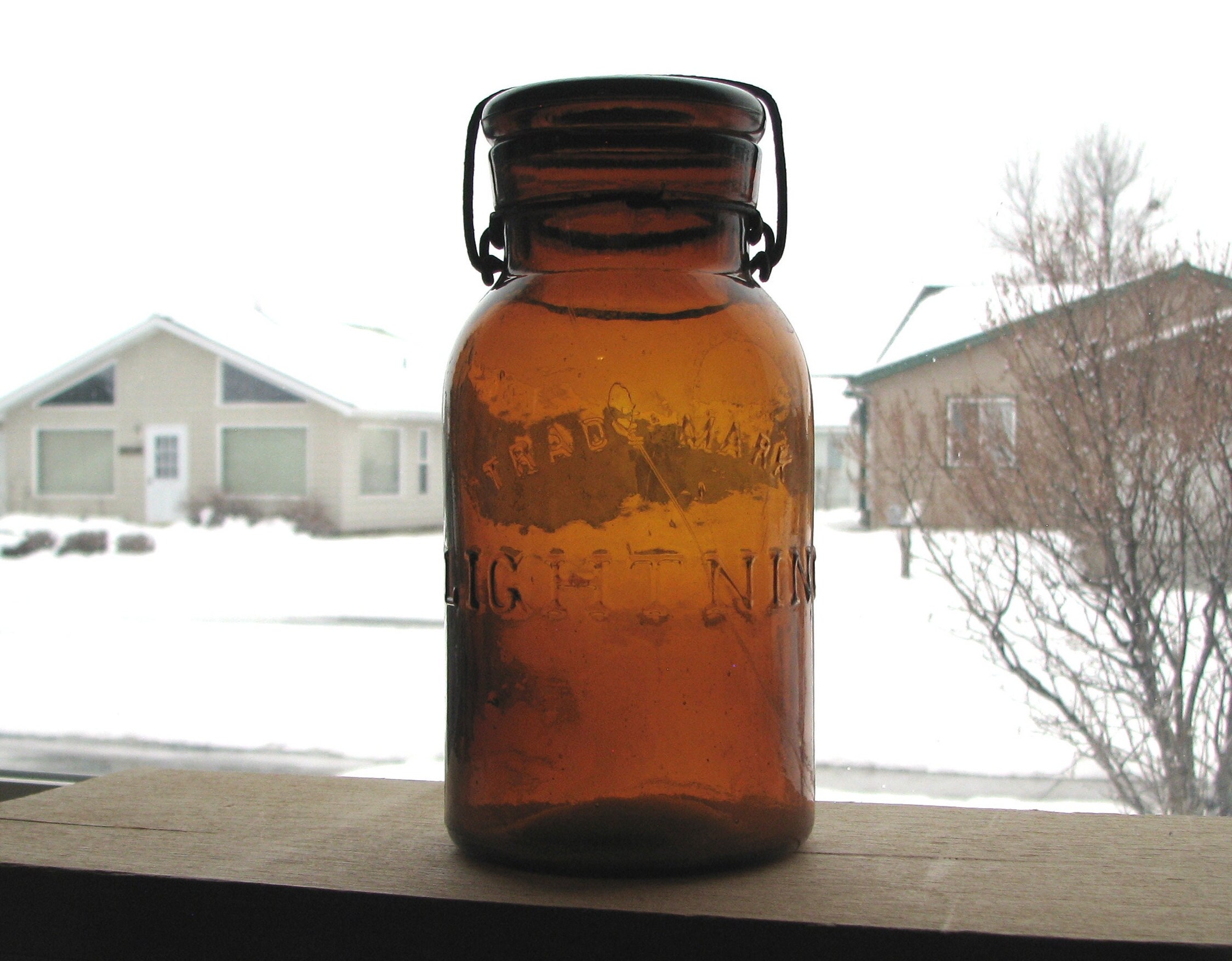 Nice AMBER 1880's Old LIGHTNING Quart Fruit Jar Glass Lid - Etsy