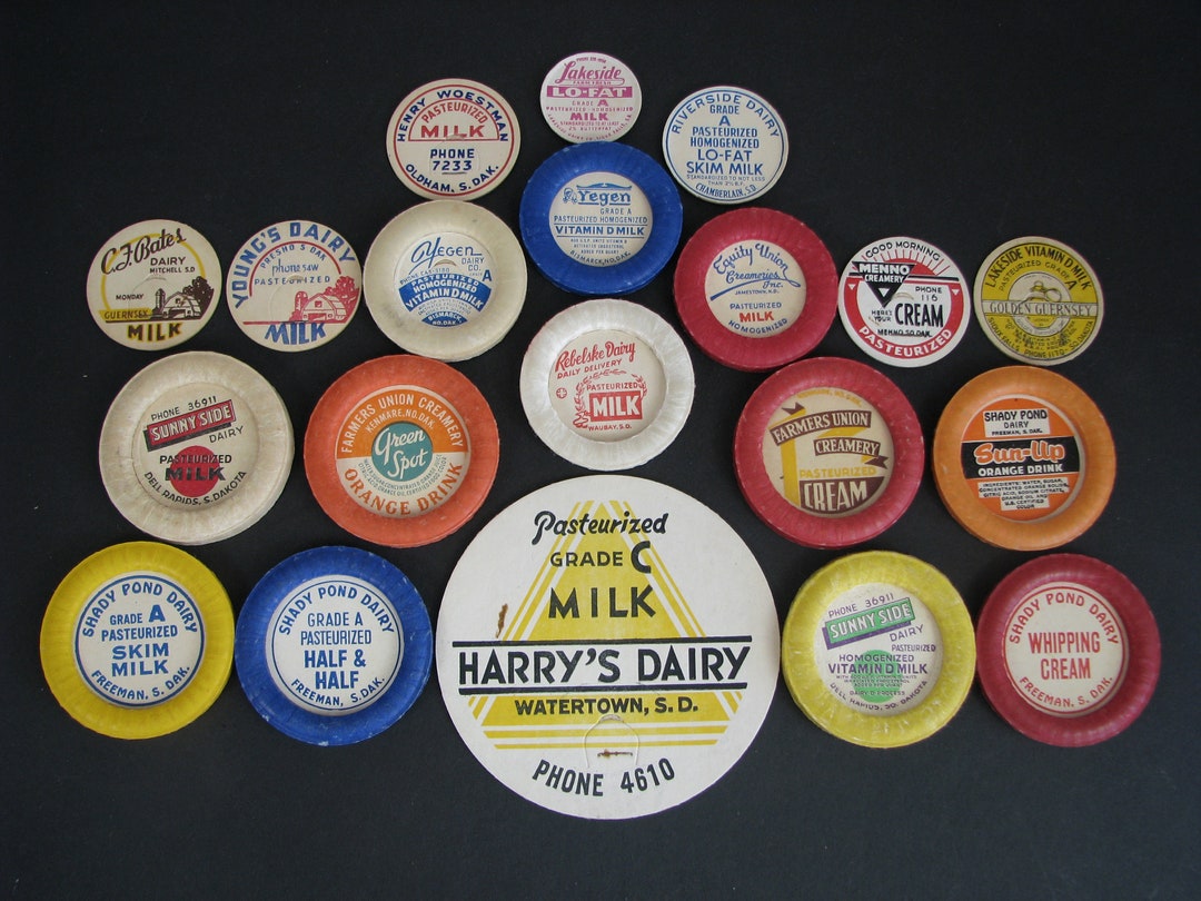 20 Dif NORTH & SOUTH DAKOTA Milk Bottle Caps, Old Dairy Milk Caps ...