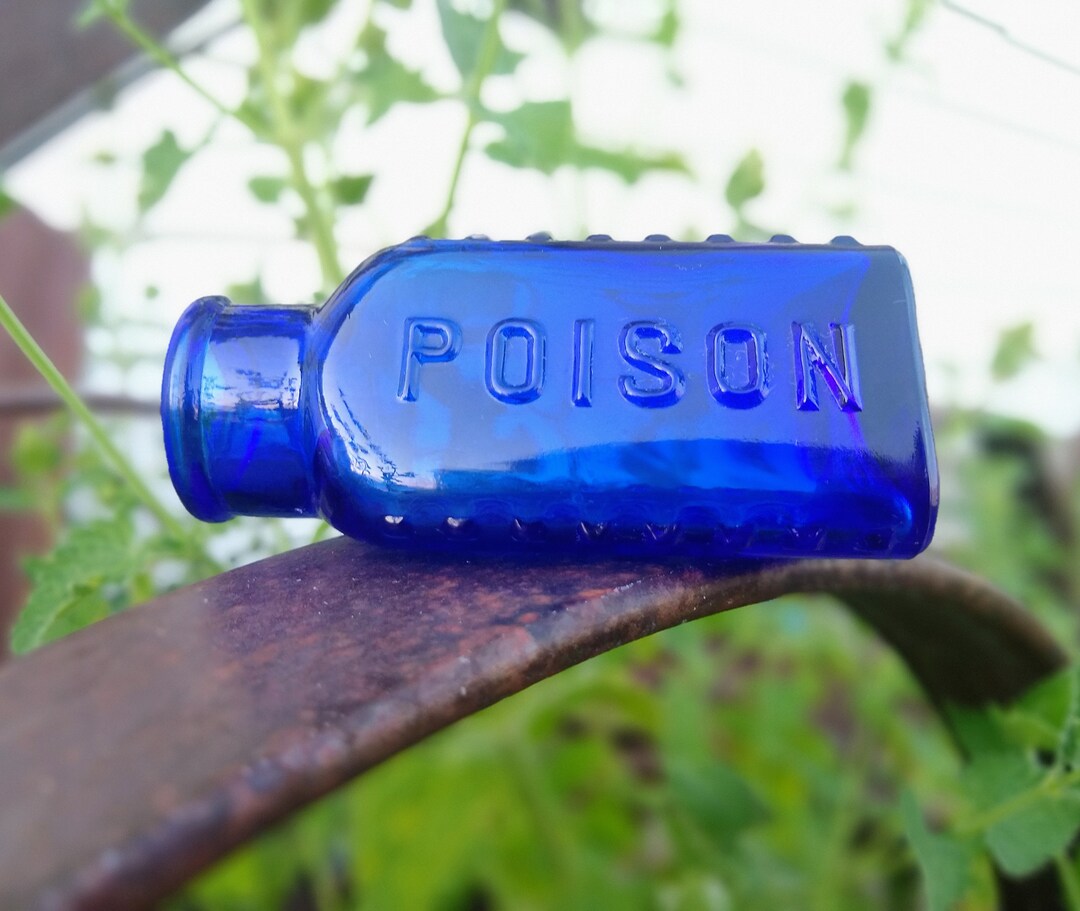 Antique Cobalt Blue AMERICAN Antique POISON Bottle, Crosshatched Poison ...