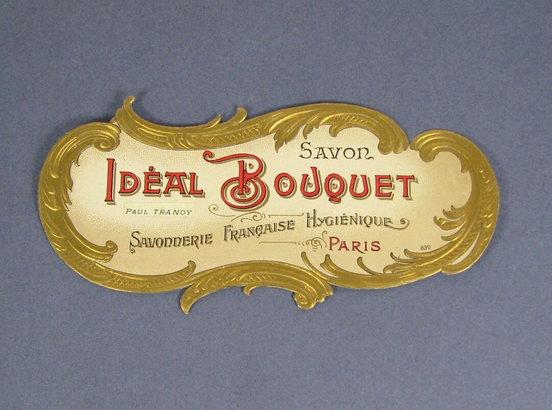 1890s Diecut French Label, Heavily Embossed, Gilt Lithographed Label ...
