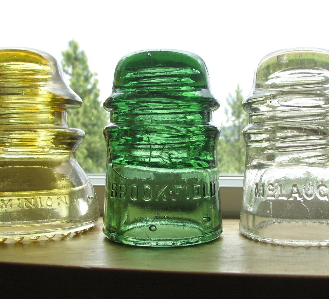 Nice Apple GREEN Neat 1910's BROOKFIELD Telegraph Insulator, Cd 121 ...