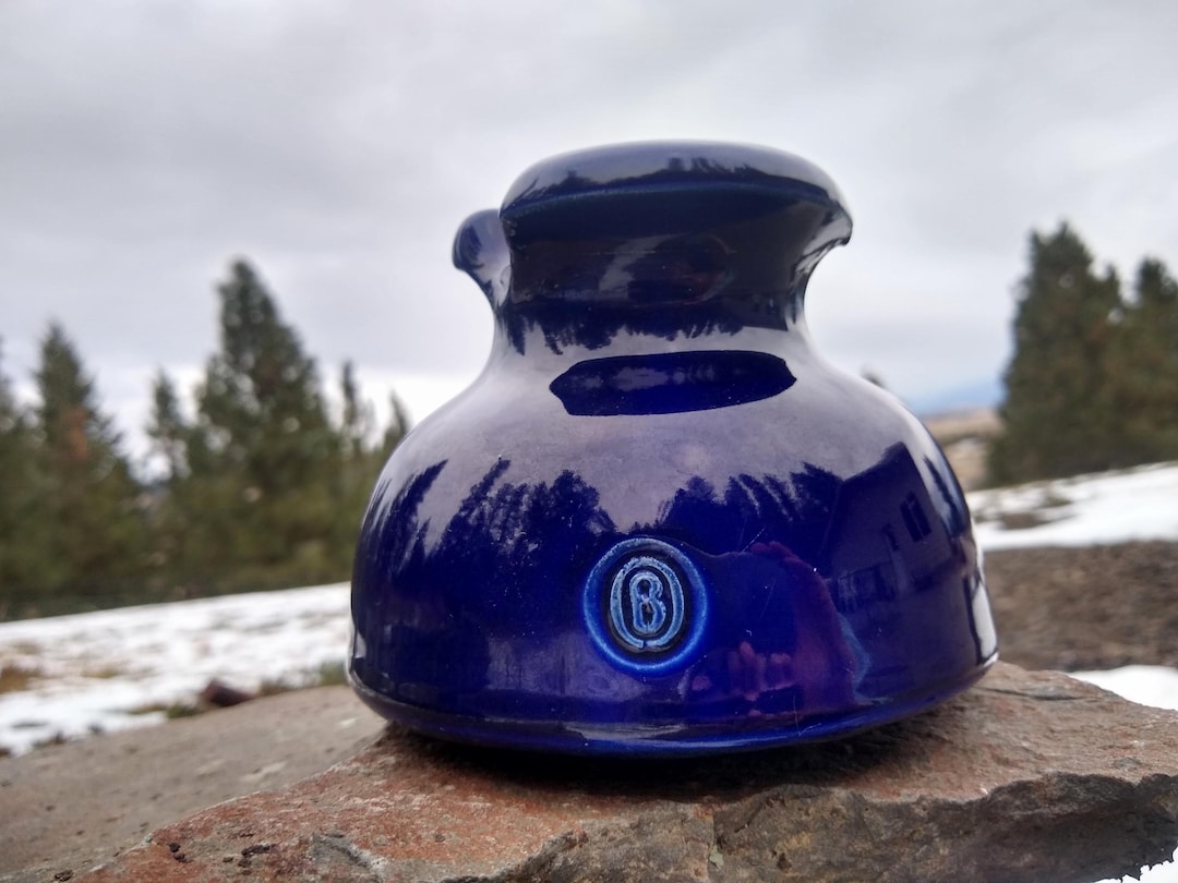Large COBALT BLUE Porcelain Insulator, Ohio Brass, Old Power Line ...