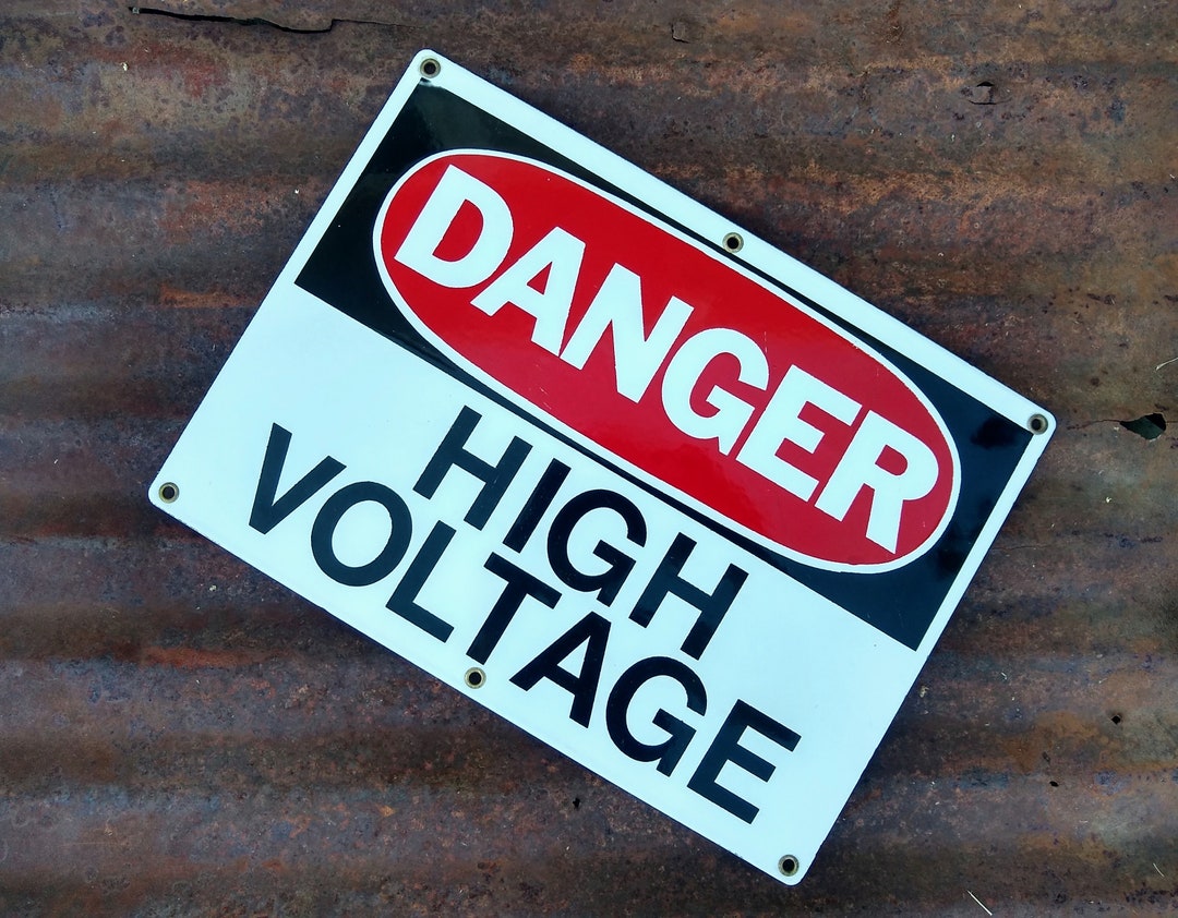 Vintage Danger High Voltage Sign, Vintage Porcelain Enamel Sign, Power ...