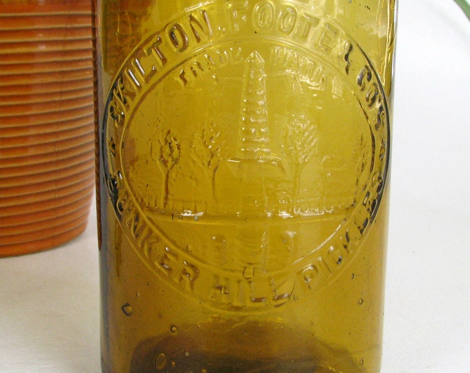 Attractive! Golden Amber BUNKER HILL Pickles Food Bottle, Skilton Foote ...