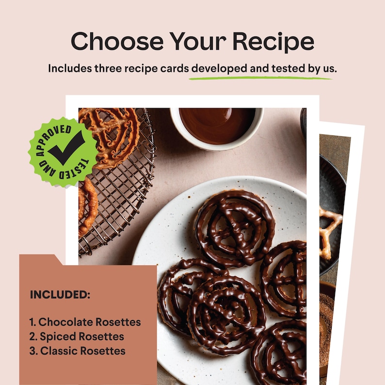 Swedish Rosettes Kit: Scandinavian Waffle Cookie Maker, Baking Gifts ...