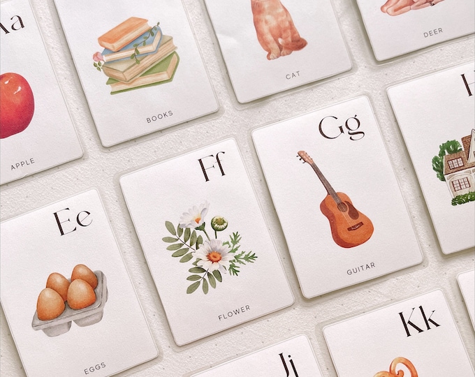 Nature Alphabet Flashcards / Watercolor Alphabet Cards / Homeschool ...