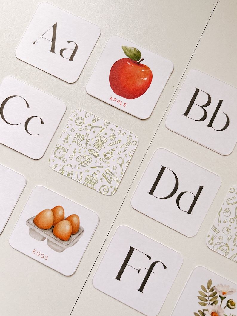 Printable Alphabet Matching Game ABC Montessori Flashcards, Homeschool ...