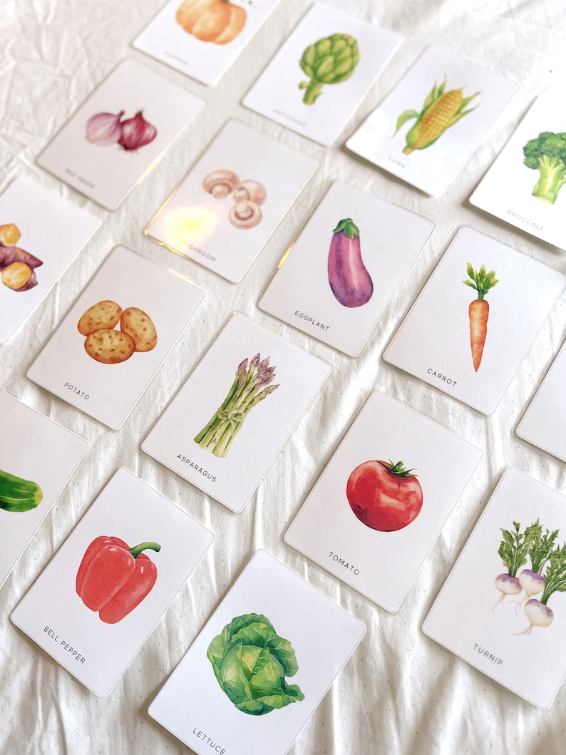 Printable Vegetable Flash Cards Montessori Cards, Homeschool Resources ...