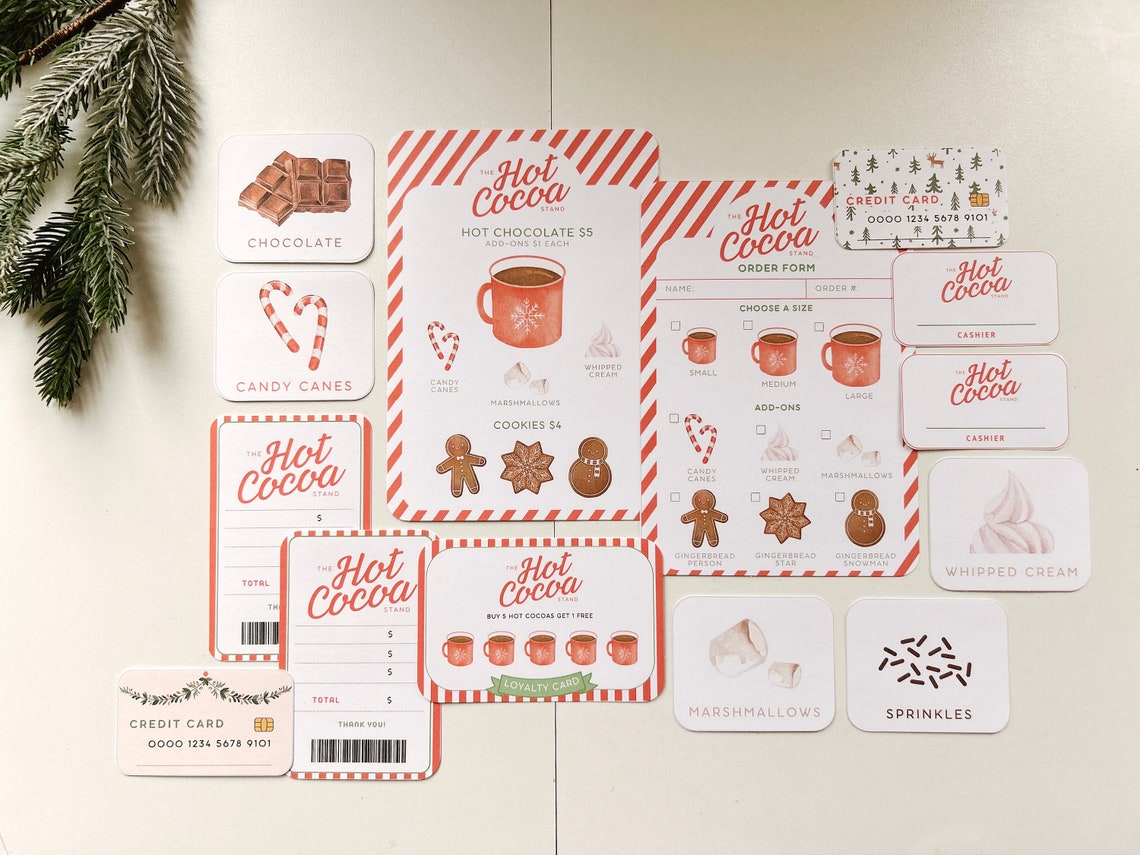 Hot Chocolate Dramatic Play Set PRINTABLE Hot Cocoa Role Play Set ...