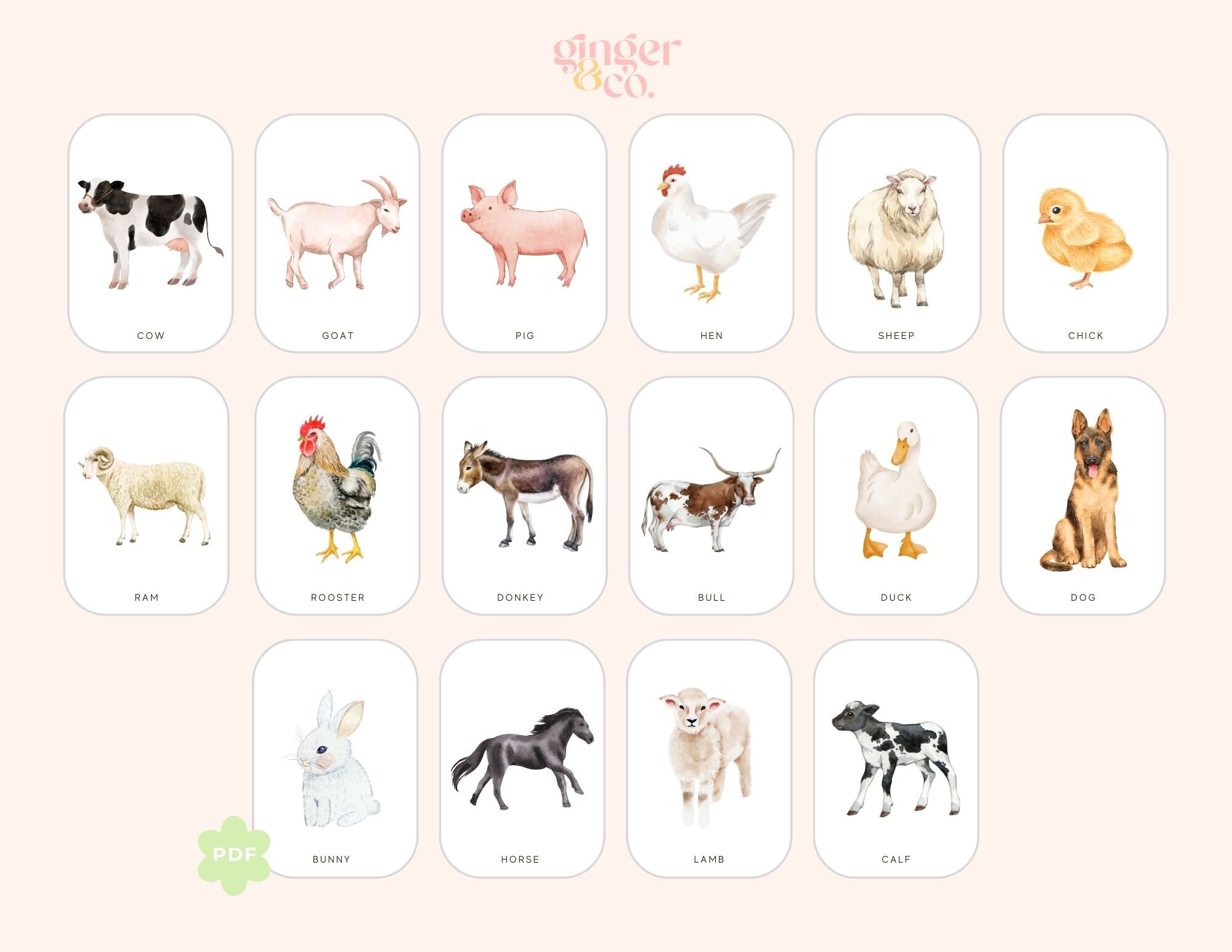 Printable Farm Animal Cards Toobs Matching Cards Montessori - Etsy ...