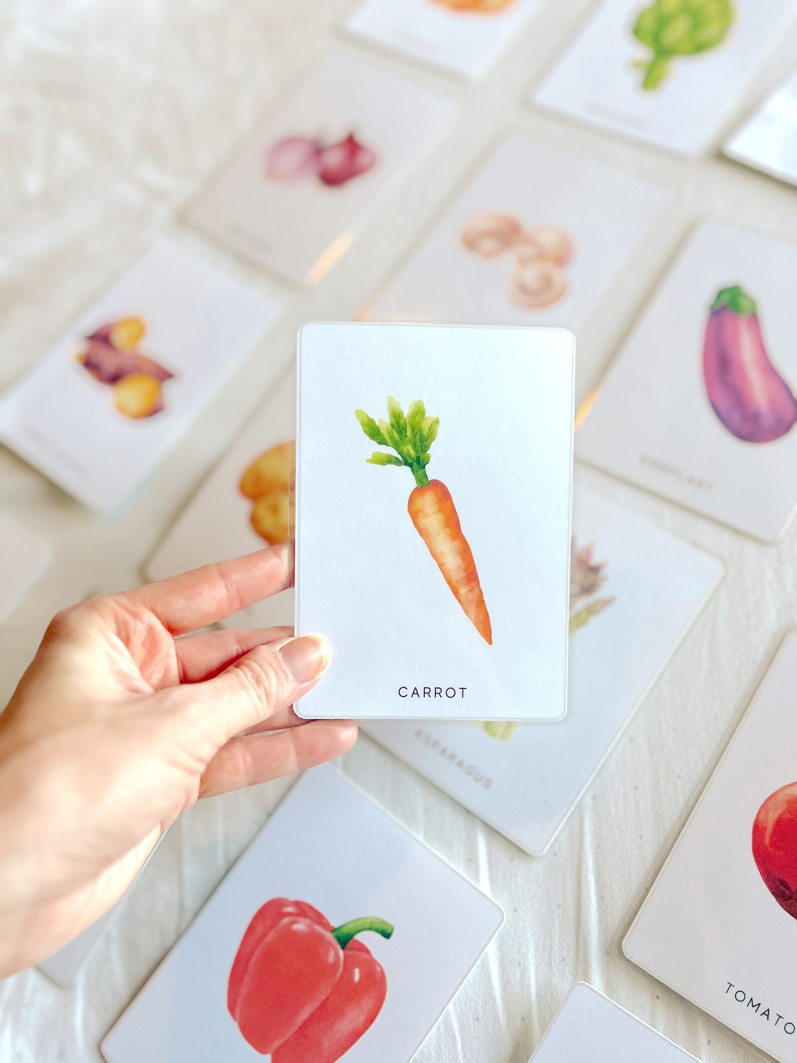 Printable Vegetable Flash Cards Montessori Cards, Homeschool Resources ...