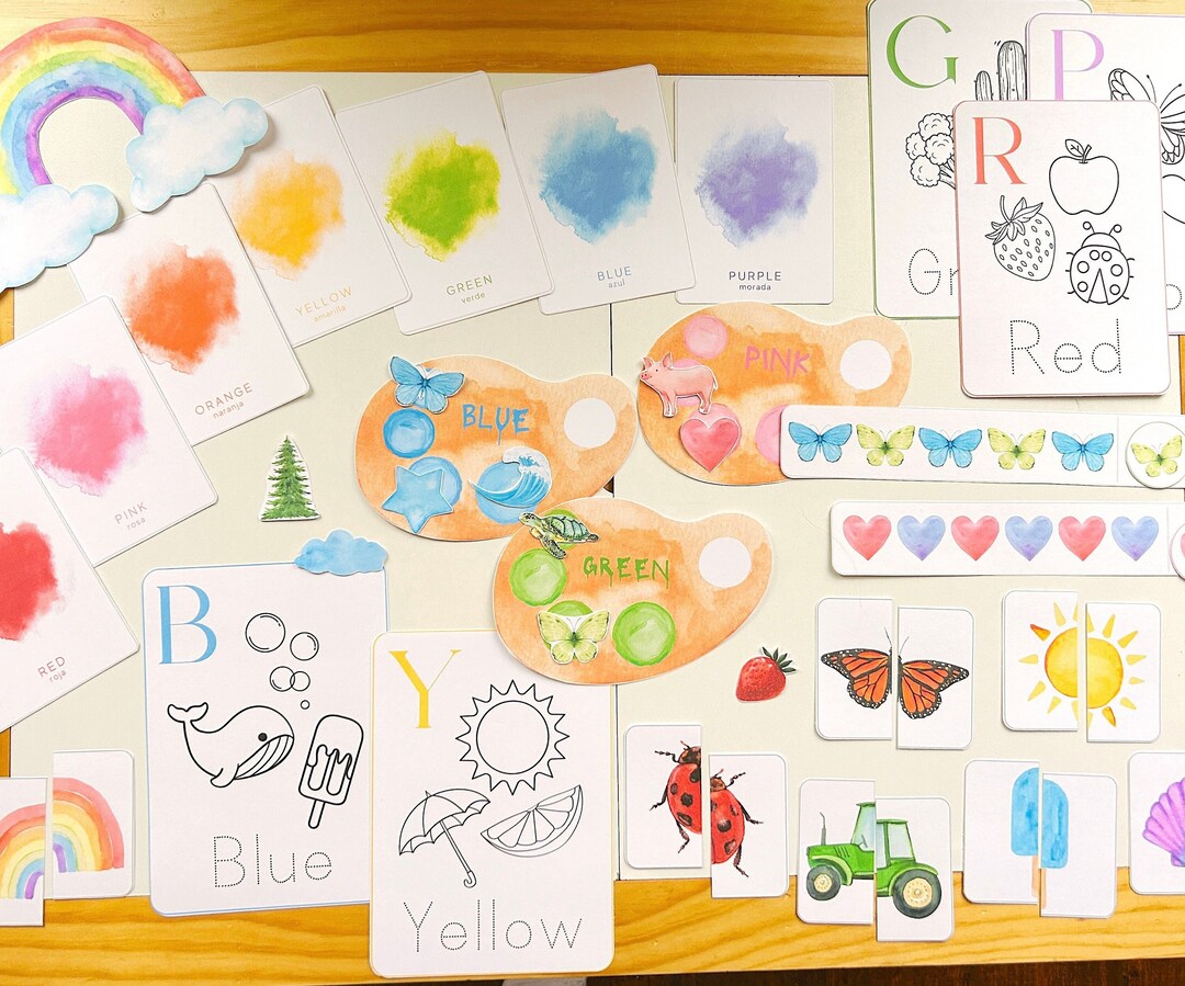 Printable Rainbow Color Study Unit for Toddlers | Bilingual Preschool ...