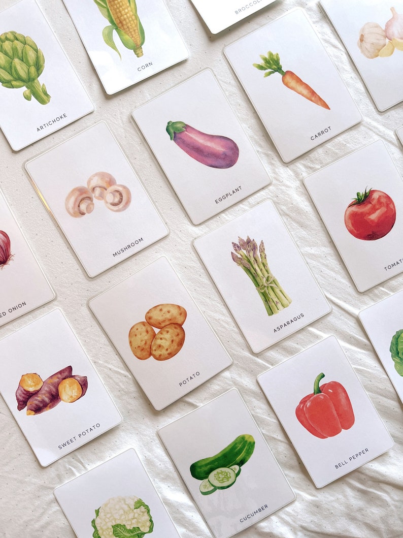 Printable Vegetable Flash Cards Montessori Cards, Homeschool Resources ...