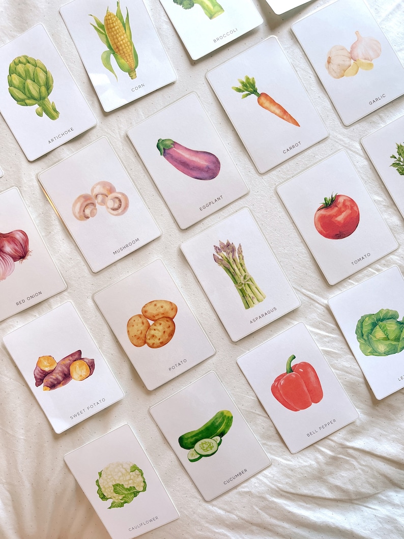 Printable Vegetable Flash Cards Montessori Cards, Homeschool Resources ...