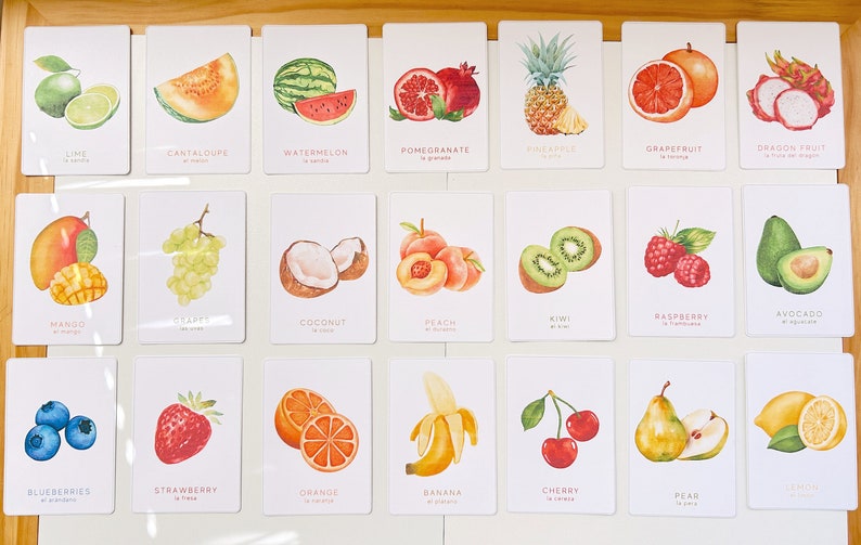 Printable Fruit Flash Cards | Montessori Cards, Homeschool Resources ...