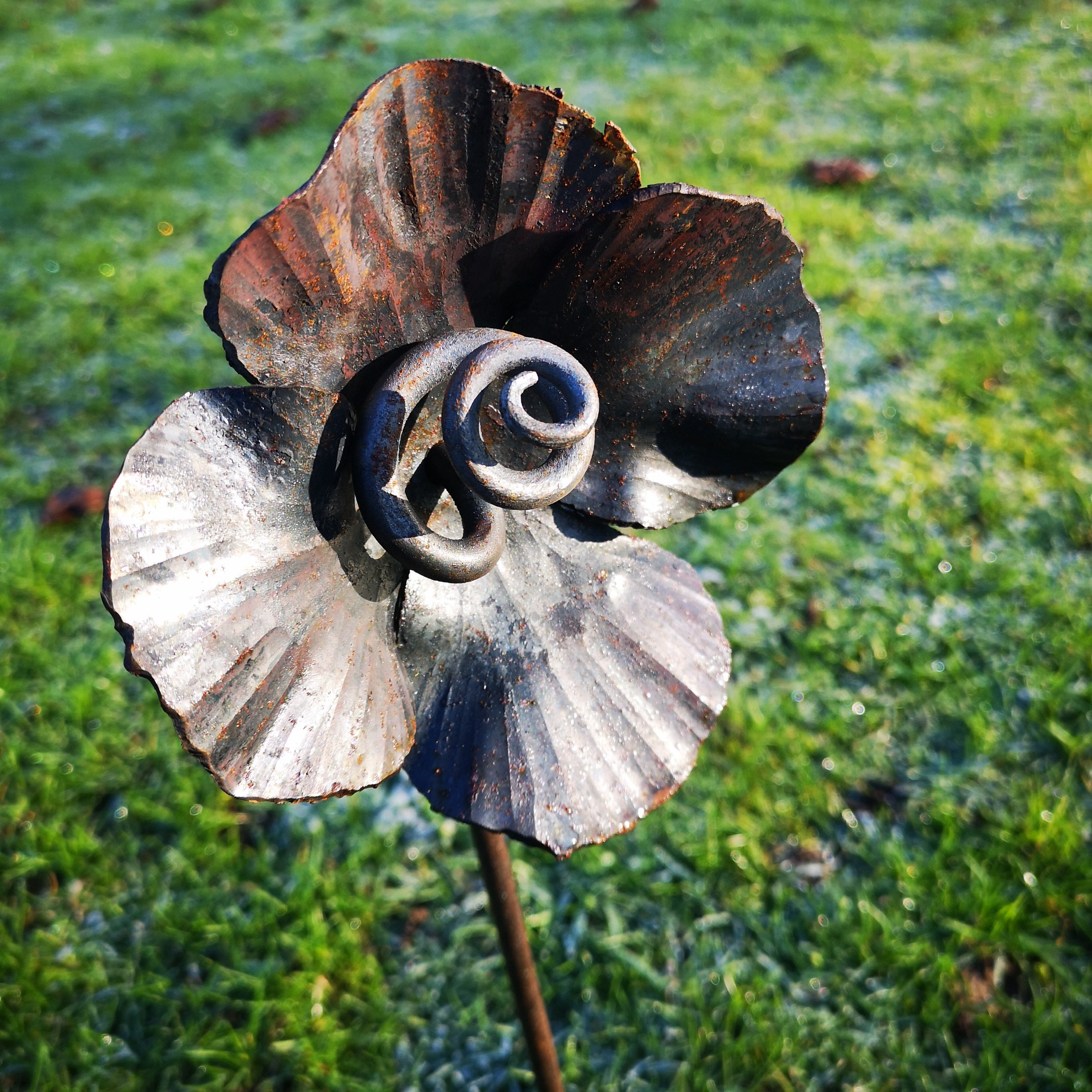 Hand Forged Steel Garden Flower Handmade Poppy Sculpture | Etsy