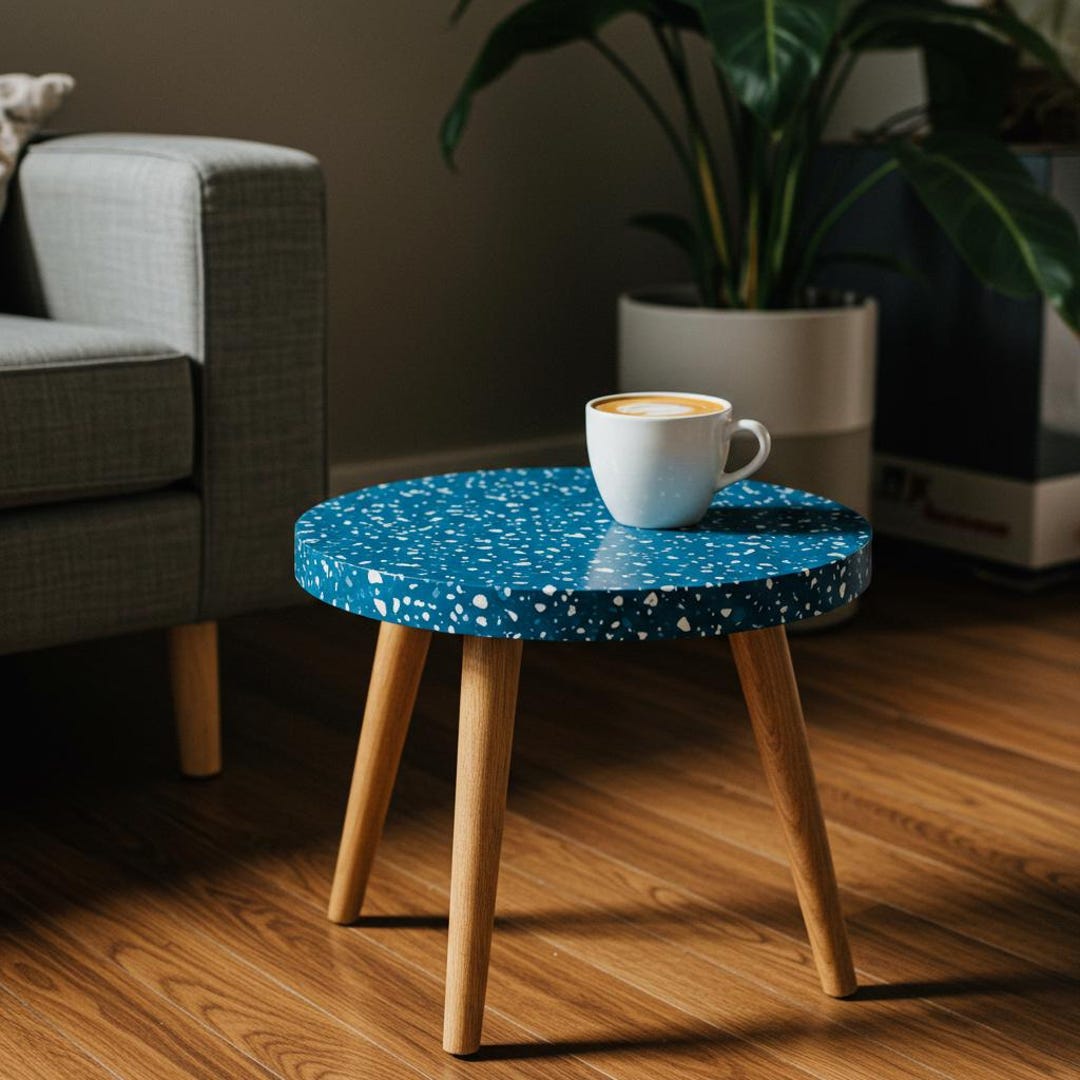 Handmade Jesmonite Terrazzo Coffee Table. Modern Side Table. 30cm Round ...