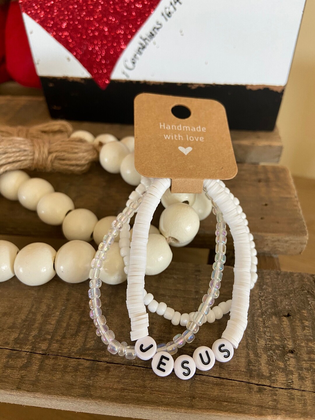 Jesus (clay Bead Bracelet Set) - Etsy