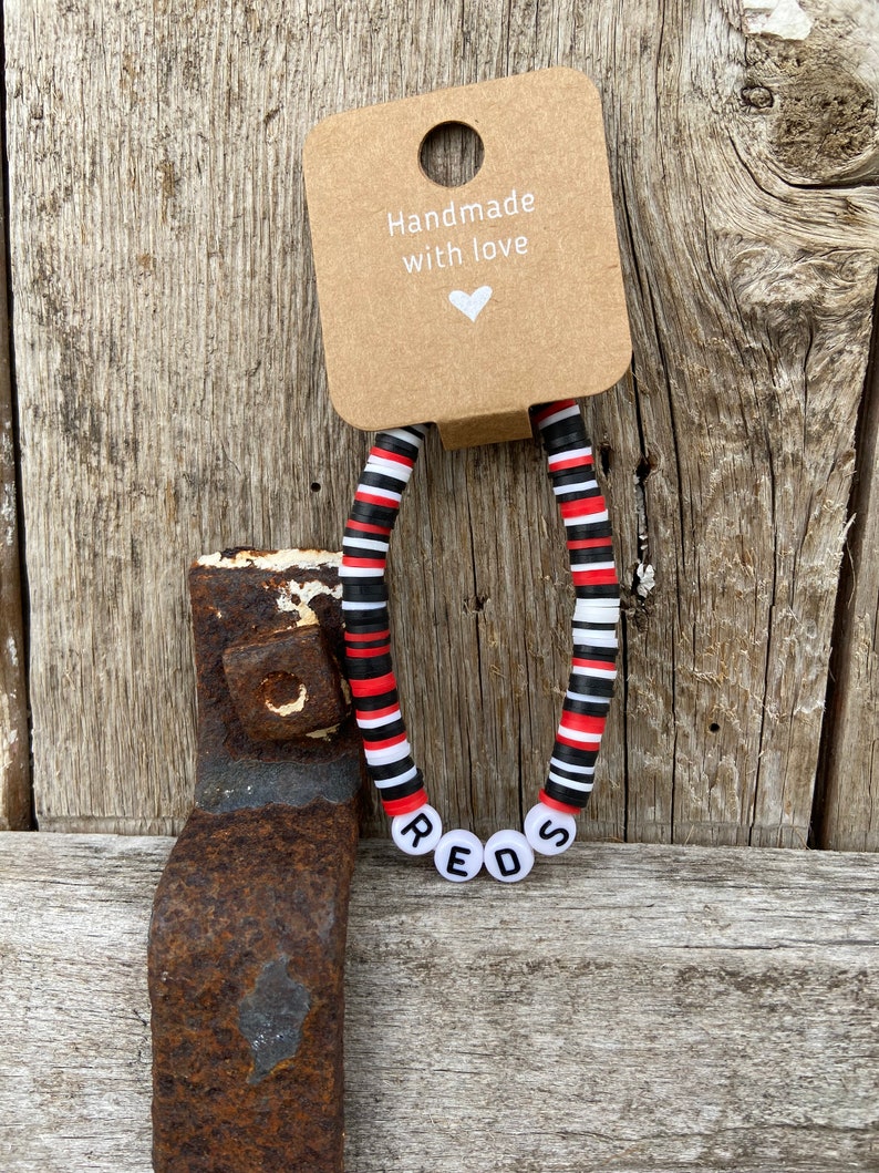 Cincinnati Reds Baseball clay Bead Bracelet - Etsy