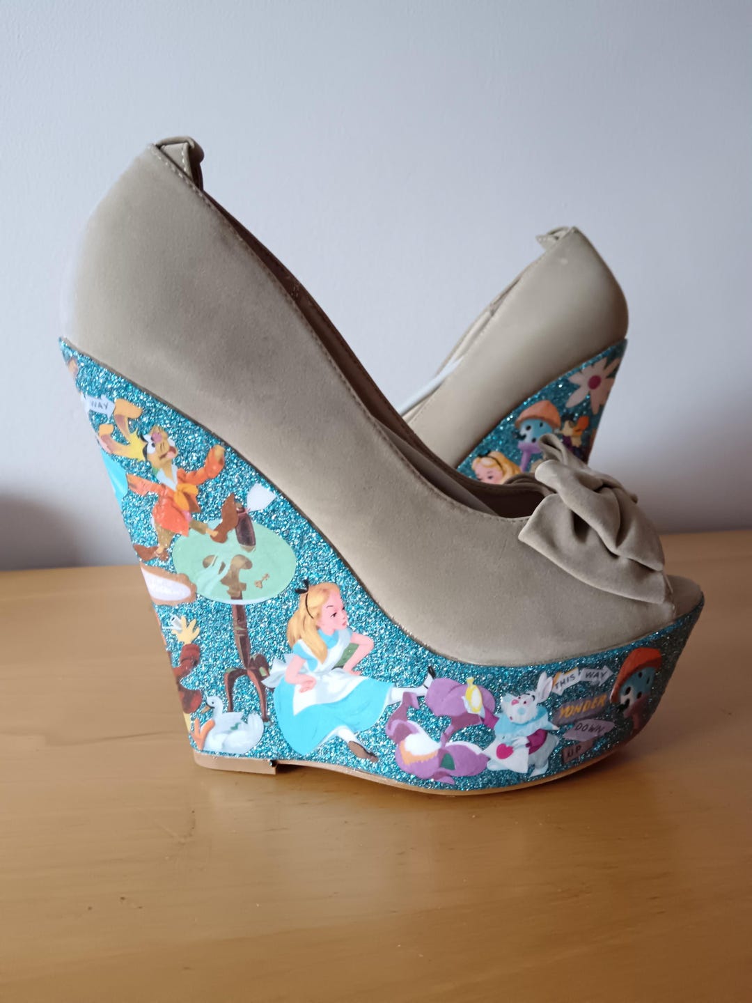 Alice in Wonderland High Heel Shoes Wedges Size UK 6/39 - Etsy