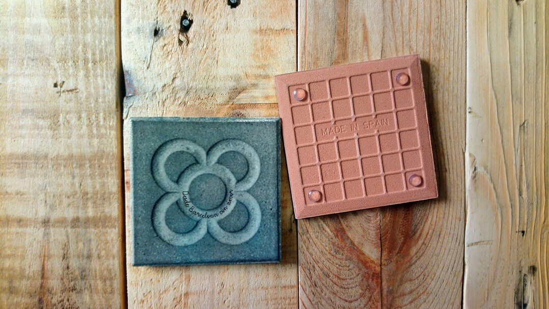 2 Barcelona Tile Coasters. Barcelona Flower Coaster. Personalized ...
