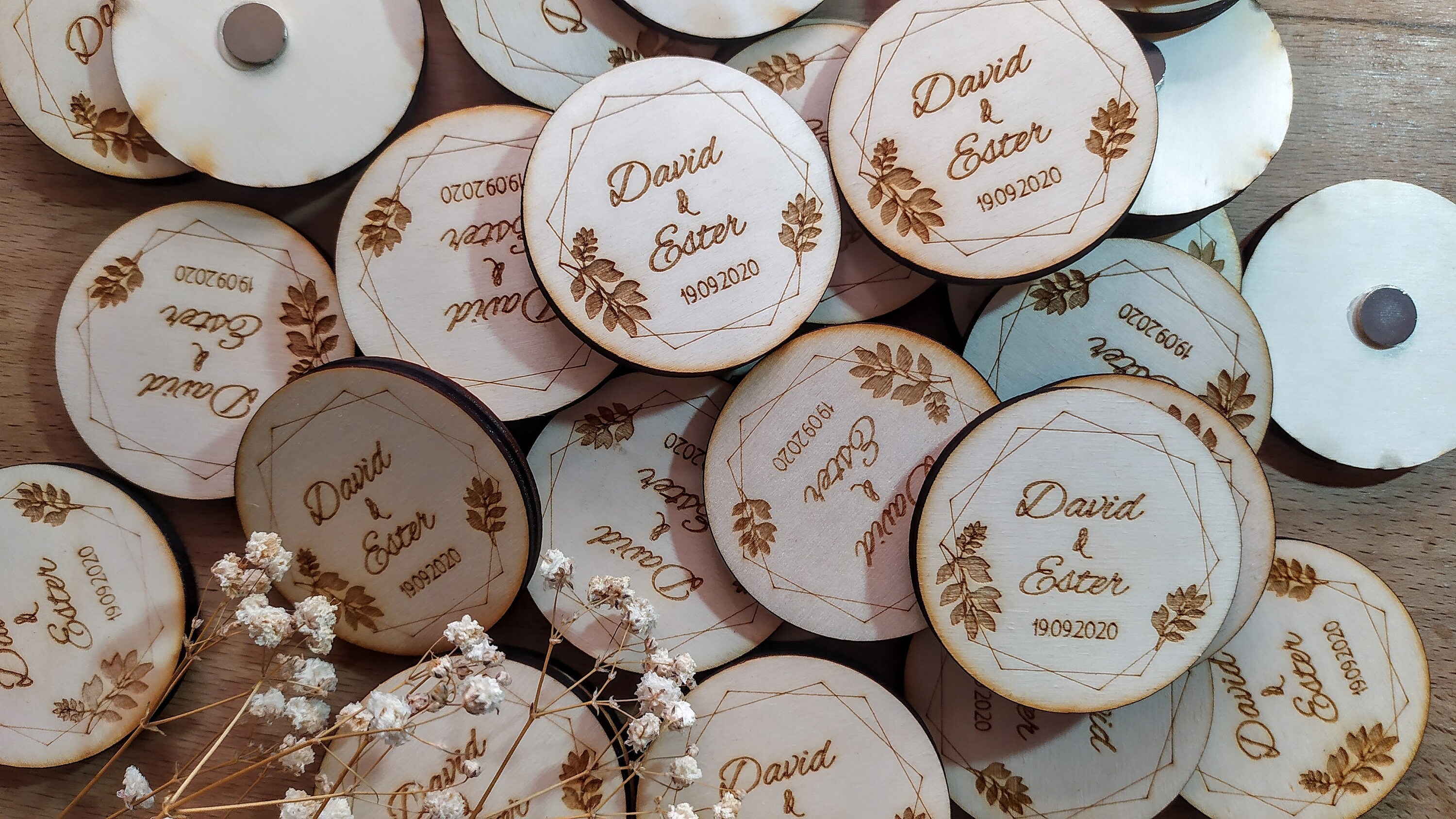Wedding details. Custom magnets. Wooden magnets. Original | Etsy