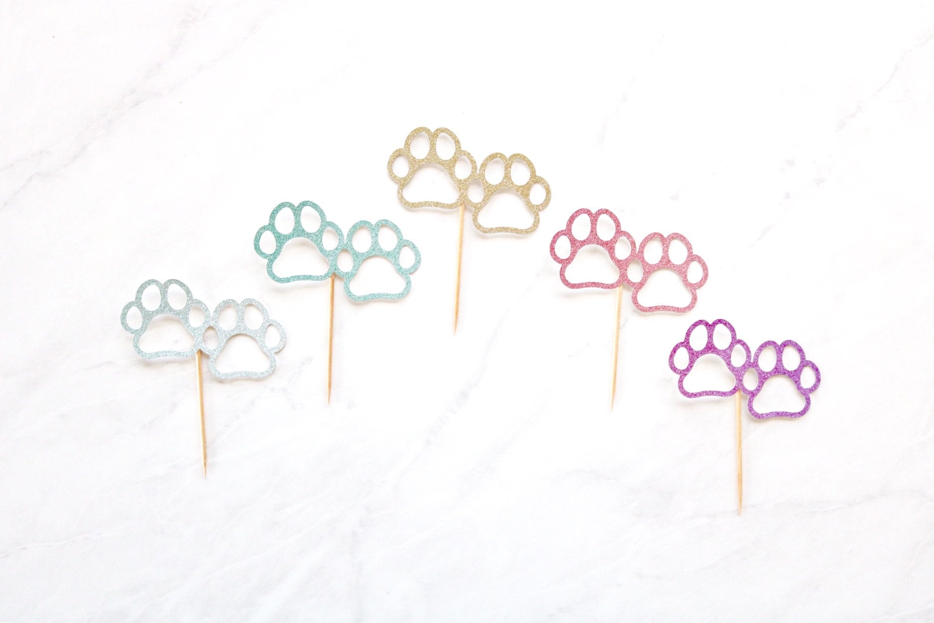 PAWS CUPCAKE TOPPERS Birthday Dog Dog Party Paw Prints - Etsy