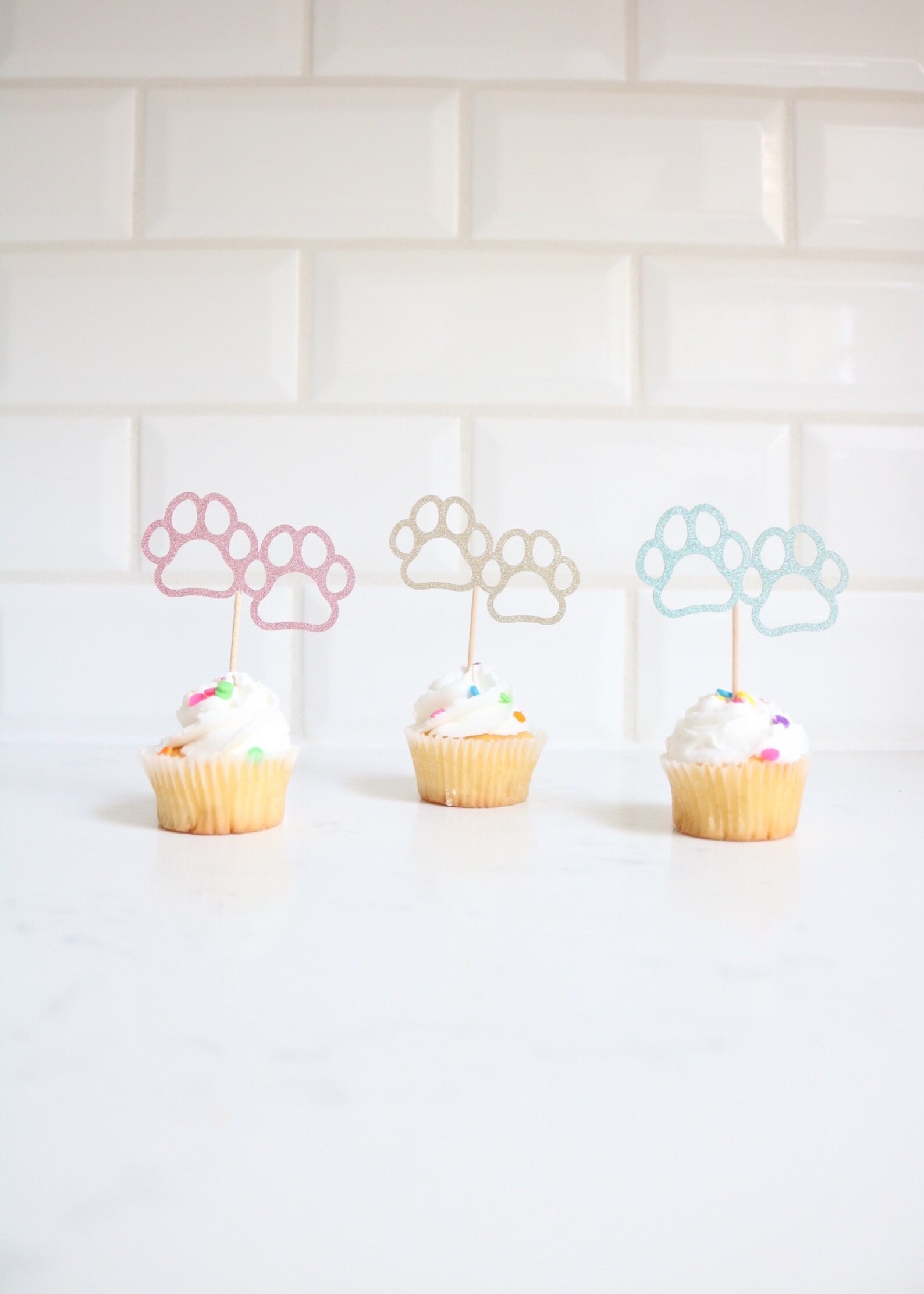 PAWS CUPCAKE TOPPERS Birthday Dog Dog Party Paw Prints - Etsy