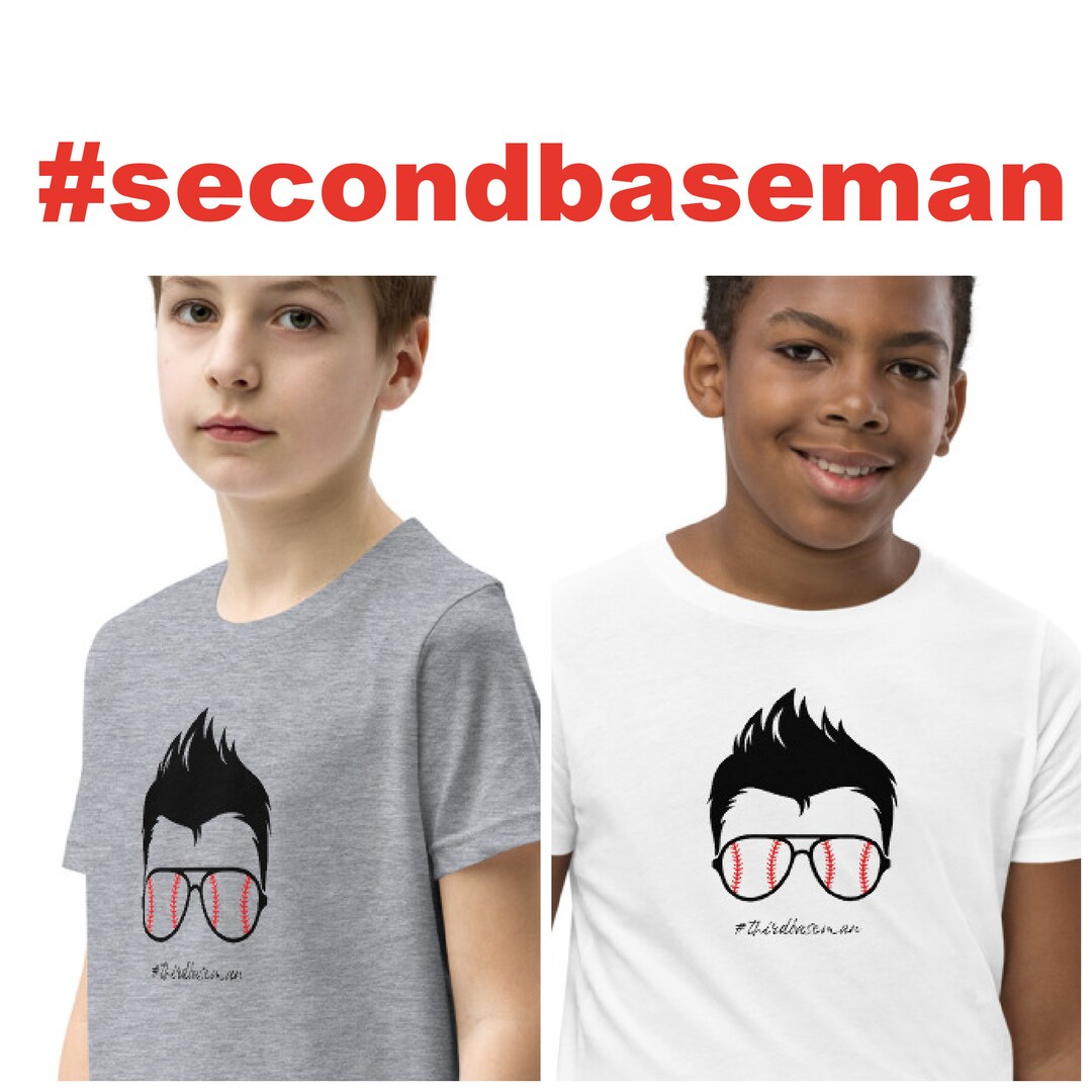 Baseball Second Baseman, Baseball Second Base, Youth Short Sleeve T ...