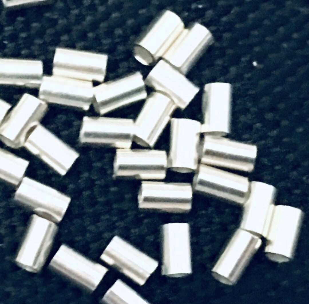 925 Sterling Silver Tubular Crimps (1) 2mm X 3mm X 1mm Hole (2) 3mm X ...